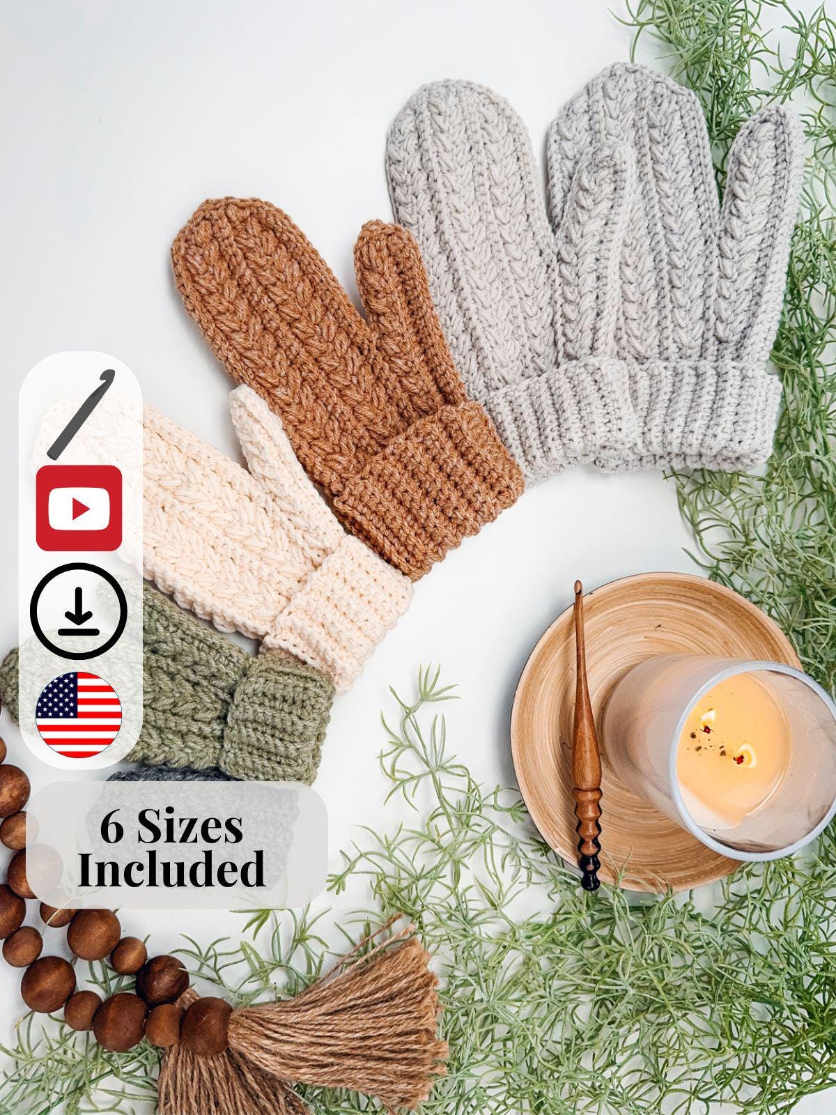 Winter Wheat Stitch™ Flat Mittens Crochet | Pattern PDF – Briana K Designs